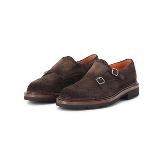 Santoni Doppel-Monkstraps aus Veloursleder