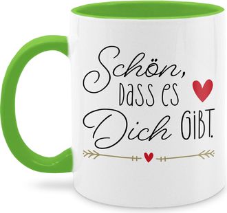 Shirtracer Tasse Tassen 325ml - Valentinstag Partner Freund & Freundin - Schön dass es dich gibt - 325 ml - Hellgrün - kaffeetasse für valentinstagstassen valent