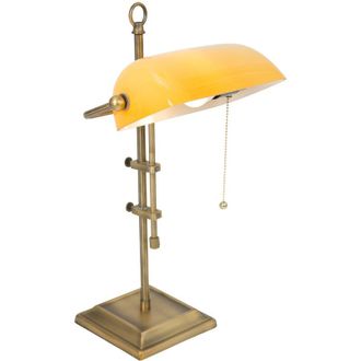 Steinhauer Steinhauer - Sienna Ancilla Lampe de table Bankers Bronze Bross&eacute;, Verre Jaune Brillant