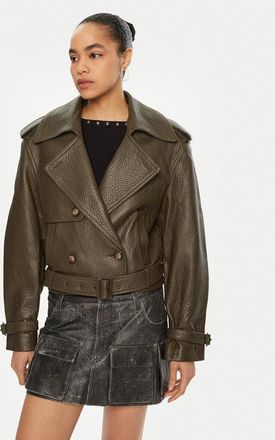 Miss Sixty Lederjacke 6L4LJ1700000 Khakifarben Regular Fit