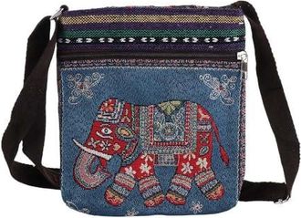 Generic Sac à bandoulière en toile de style ethnique, sac à bandoulière motif animal brodé, sac à main fourre-tout en tricot style ethnique décontracté, D