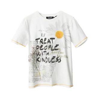 Desigual Femme, Tops, Blanc, Taille: 36 FR Élégant T-shirt Imprimé pour Femmes