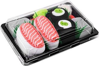Rainbow Socks Sushi Socks Box - 2 paire de Sushi CHAUSSETTES en Coton pour Fammes et Hommes, Saumon, Concombre Maki, 41/46