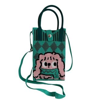 Generic Sac &agrave; bandouli&egrave;re tricot&eacute; pour t&eacute;l&eacute;phone portable avec boucle magn&eacute;tique, sac &agrave; bandouli&egrave;re carr&eacute; vertical en fibre de polyester, 12 x 18 cm avec sang