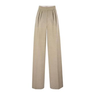 Max Mara Weitgeschnittene Plisseehose - - Trousers - Damen - Beige - S