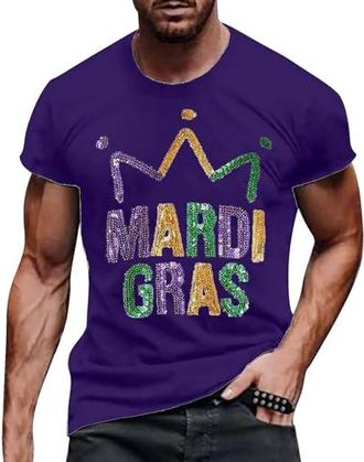 Generic T-shirt &agrave; manches courtes imprim&eacute; Mardi &agrave; manches longues pour homme, violet, XXL