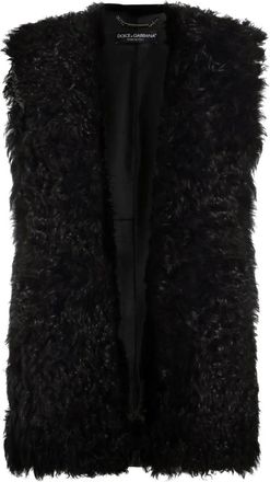 Dolce & Gabbana gilet en peau retourné à capuche - Noir