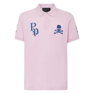 Philipp Plein Homme, Tops, Rose, Taille: 2XL Polo Skull