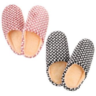 FOMIYES Pantoufles DH&ocirc;tel pour Couples Antid&eacute;rapantes Lot de 2 Paires en Coton Tailles 40/41 Rouge Blanc et 44/45 Noir Blanc Pantoufles DInt&eacute;rieur Confortable