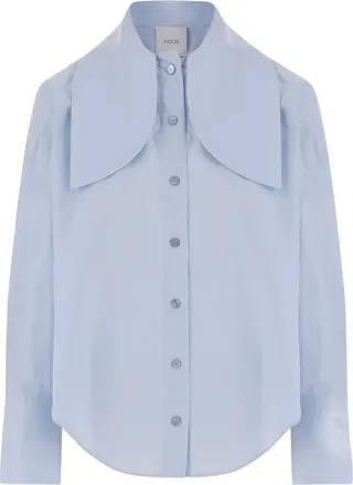 Patou Femme, Blouses et Chemises, Bleu, Taille: 40 FR Blouse en popeline de coton nou&eacute;e