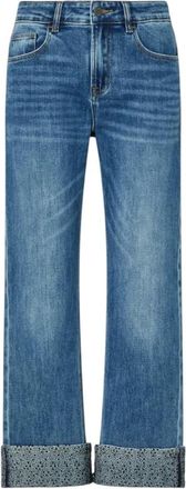 Liu Jo Jean Droit avec Micro-strass et Revers - Femme - Jeans - Bleu - Taille: W27