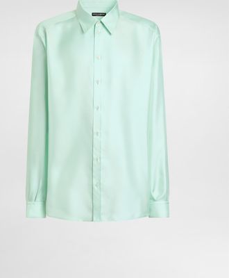 Dolce & Gabbana Hemd Aus Seidentwill - Mann Hemden Azure 37