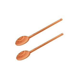 Fackelmann Fackelmann 9986150 Set mit 2 runden K&uuml;chenl&ouml;ffeln 30 cm aus Olivenholz, Holzl&ouml;ffel, K&uuml;chenl&ouml;ffel, Braun, 30 x 7,8 x 1,2 cm