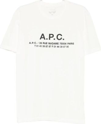 A.P.C. A.p.c., Homme, Tops, Blanc, Taille: 2XL T-Shirt &agrave; Manches Courtes et Col Rond