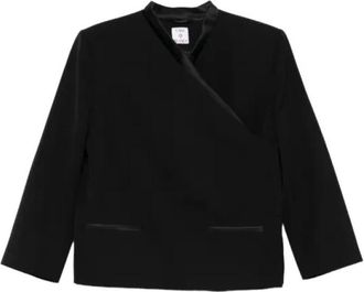 Casablanca Femme, Blouses et Chemises, Noir, Taille: 36 FR Veste Cache-coeur Bord&eacute;e de Satin