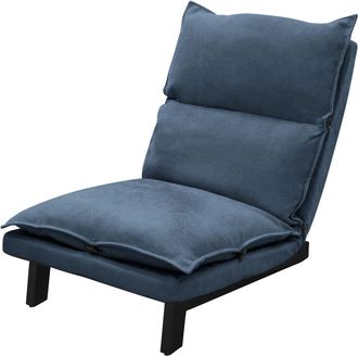 ML Design ML-Design Bodenstuhl Blau, Bodensessel gepolstert, verstellbare R&uuml;ckenlehne, Leinenbezug, Stahlgestell, Loungesessel Sitzkissen Bodensofa Bodensitz Bo