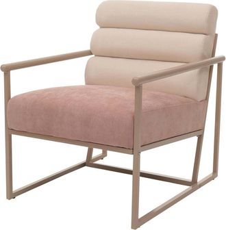 Hhg Neuwertig] Lounge-Sessel HHG 445, Cocktail-/Polstersessel Clubsessel, Stoff/Textil (420 g/m&sup2;) Metall mvg beige, Polster ros&eacute;
