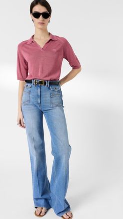 Gerard Darel Polo en lin m&eacute;lang&eacute; - LOULA - Bois de rose