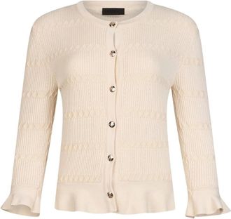 Liu Jo Femme, Pulls, Beige, Taille: 42 FR Cardigan &agrave; volants