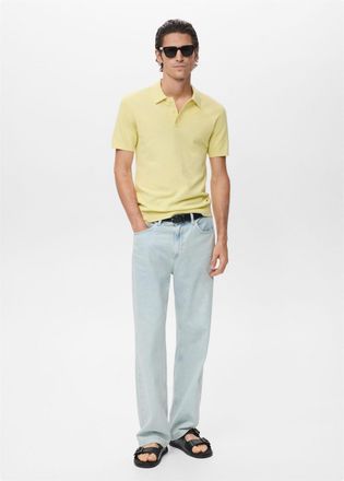 Mango Polo maille structurée slim-fit jaune fluo - Homme - XXL - MANGO MAN