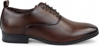 Infinity Leather Braune klassische Oxford-Derby-Schuhe zum Schnüren für Herren