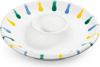 Gmundner Keramik Eierbecher glatt Durchmesser : 12 cm Buntgeflammt Geschirr, handgemacht in Österreich