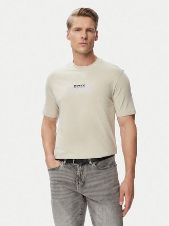 HUGO BOSS T-Shirt Logo Tape 50566606 Beige Regular Fit