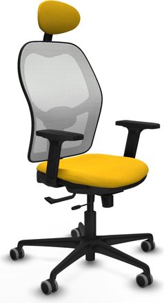 Piqueras y Crespo Arbeitsstuhl mit Armlehnen und h&ouml;henverstellbarer Lendenwirbelst&uuml;tze und festem Kopfteil, ausgestattet mit Syncro/Traslack und injiziertem Schaumstoff