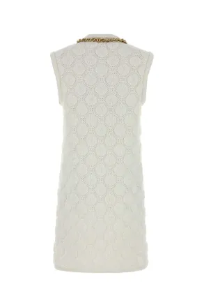 Burberry Womens Stretch Crochet Dress White Cotton Nylon Elastane