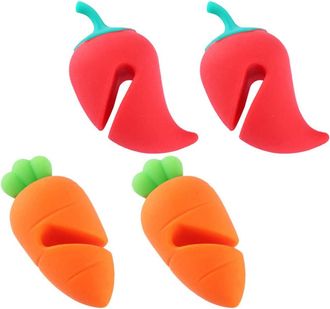 Cabilock 4 St&uuml;cke Silikon Deckelheber Gem&uuml;se Form Auslaufsicher Deckelheber Hitzebest&auml;ndige Topfdeckel Halter L&ouml;ffelhalter Halten Den Deckel Offen K&uuml;chenhelfer