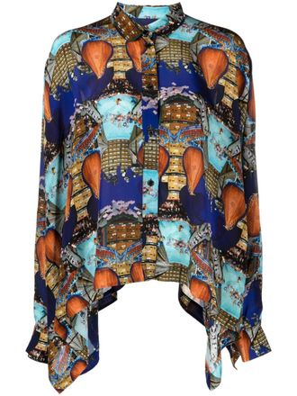 Henrik Vibskov t-shirt Square &agrave; imprim&eacute; collage - Bleu