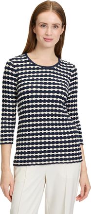 Betty Barclay Damen Basic Shirt mit Rundhalsausschnitt 38, Dunkelblau/Wei&szlig;