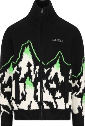 Gucci Jacquard-Pullover mit Rei&szlig;verschluss - Schwarz