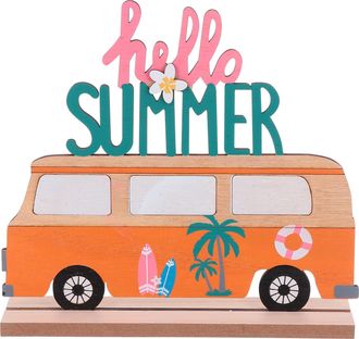 Amosfun Deko Aufsteller Holz Tropische Sommer Tischdeko Hawaii Stil Holzschriftzug Bus Sommerdeko FüR Zuhause BüRo Wohnzimmer Dekoration