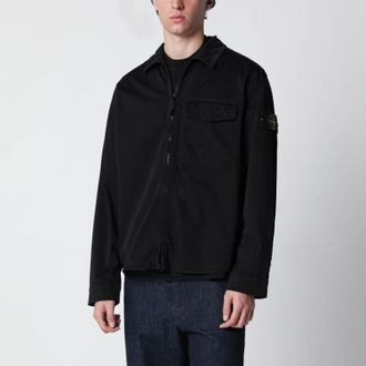 Stone Island Black zip-up overshirt