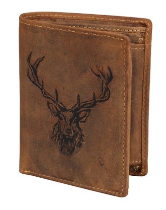 Greenburry Vintage Royal Stag Geldb&ouml;rse mit Hirsch Pr&auml;gung braun
