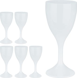 Relaxdays Weingl&auml;ser Kunststoff, 6er Set, bruchfest & BPA-frei, 250 ml, Mehrweg Wei&szlig;weingl&auml;ser, Camping Weinkelche, wei&szlig;