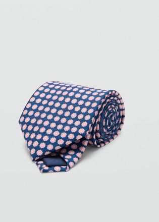 Mango Cravate 100 % soie imprim&eacute; fleurs bleu marine - Homme - Taille unique - MANGO MAN