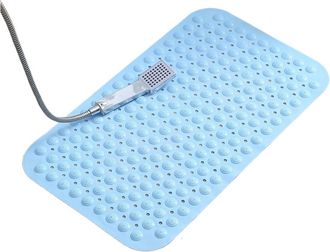 Generic 1 St&uuml;ck rutschfeste PVC-Duschmatte mit Saugn&auml;pfen und Abflussl&ouml;chern, 35 x 70 cm/13,7 27,5 Zoll Badewanne(Light Blue)