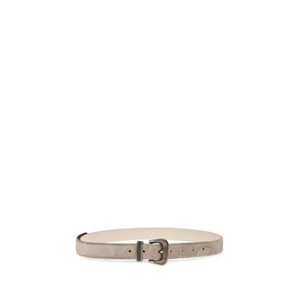 Brunello Cucinelli Suede Calf Leather with Monili Belt - Beige