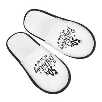 Generic Chaussures De Maison Birthday 50Th Birthday Slippers Duveteux Fuzzy Pantoufles Pour Femme Et Homme Chaussures Pour H&ocirc;tels Spa F&ecirc;te M