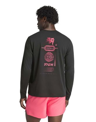 adidas adidas Running adi365 haut &agrave; manches longues avec imprim&eacute; noir et rose