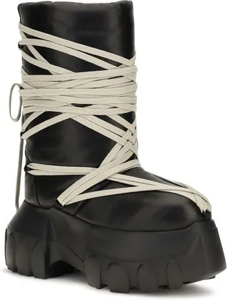 Rick Owens Womens Black Calf Leather Bos Taurus Lace-Up Boots