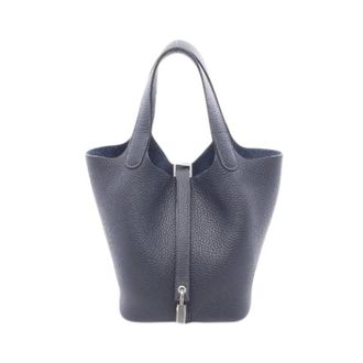 Herm&egrave;s Pre-owned Picotin Lock PM Taurillon Clemence Handbag - Femme - Pre-owned - Bleu - Taille: ONE Size