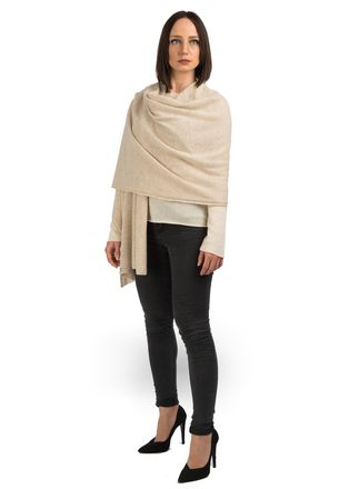 DALLE PIANE CASHMERE Stola aus 100% Kaschmir - Made in Italy - f&uuml;r Frau, Farbe: Beige, Einheitsgr&ouml;&szlig;e