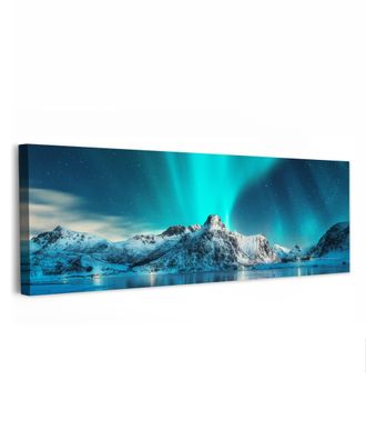 MuchoWow &copy; Bilder Gro&szlig; 120x40 cm Wohnzimmer Deko Modern Wandbild XXL Kunstdruck auf Leinwand Bild Schlafzimmer &uuml;ber Bett Room Decor Geschenke Nordlicht - Eis -