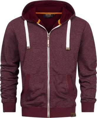 Indicode Herren INBaustian Sweatjacke mit RIPP-Bündchen und Kapuze | Kapuzensweater Hoodie für Männer Wine, XXL