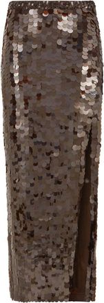 P.A.R.O.S.H. P.a.r.o.s.h., Femme, Jupes, Brun, Taille: 36 FR Jupe Marron Foncé Brodée de Paillettes