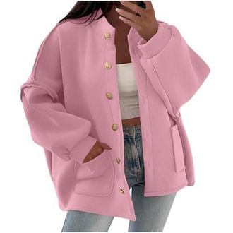 Generic Blouson bomber pour femme - Léger et élégant - Manches longues - Boutonné - Avec poches - Col montant - Veste de pilote surdimensionnée - Coupe ajusté