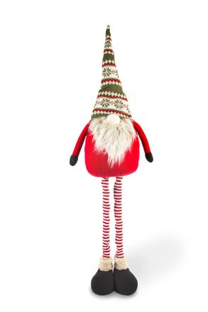 Excelsa Weihnachtswichtel, rot und gr&uuml;n, mit ausziehbaren Beinen, Hut mit nordischen Mustern, H&ouml;he verstellbar 50-130 cm